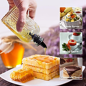 Kitchen Queen Syrup Bottles Set of 2 - Glass Dispensers with Leak-Proof Lids and Pour Spout - Perfect for Coffee Syrups, Honey, Condiments, and Olive Oil