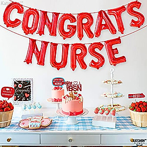 Congrats Nurse Balloons, Red - Nurse Graduation Decorations 2023 | Congrats Nurse Decorations | Nurse Graduation Party Supplies | Nurse Graduation Balloons for Nurse Graduation Party Decorations 2023