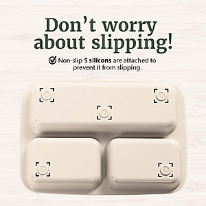 NESTIQUE Silicone Plates for Baby & Toddlers, Divided Plates Design | Microwave & Dishwasher Safe, BPA Free Toddler Plates, Baby Food Tray | Baby Kids Plates, Vanilla Mint