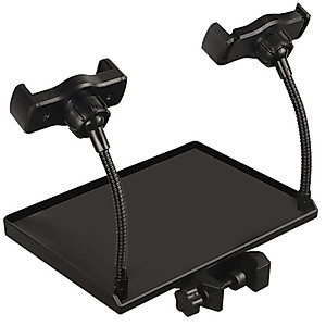 Milisten Microphone Stand Tray Clamp Music Stand Shelf Sound Card Tray with Phone Holder