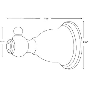 Westbrass 2855-26 Wall Mount 3-1/2" Towel/Robe Hook in Polished Chrome