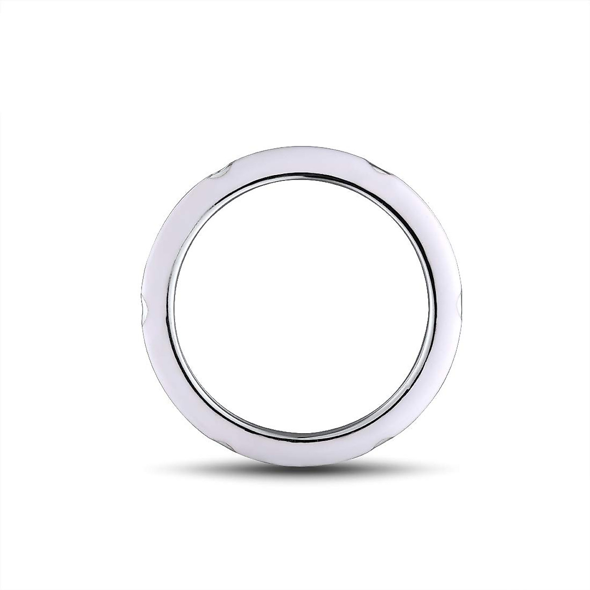 Santuzza Stackable Enamel Ring 925 Sterling Silver Stacking Cubic Zirconia Eternity Colorful Rainbow Band Rings (Small, White, 7)