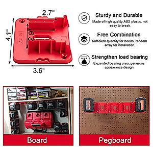 Crivnhar 5 Pack Battery Holder for Milwaukee M18 18V Battery Mounts Dock Holder Fit for M18 48-11-1815 48-11-1828 48-11-1850 48-11-1860 (w/10 Screws, No Battery)