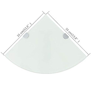 Corner Glass Shelf with Chrome Supports for Bathroom and Shower, Wall Mounted Storage Organizer Shelf, Tempered Glass, White