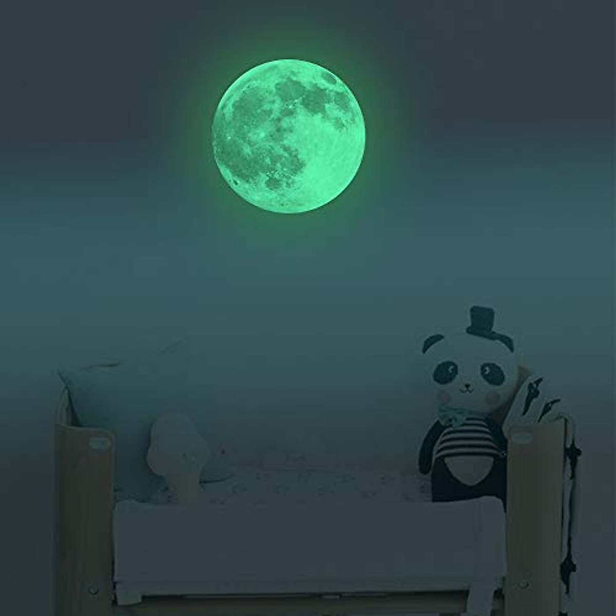 Kiddale Glow in The Dark Moon 30cm Glowing Luminous Wall or Ceiling Art Stickers Removable Adhesive Wall Decal for Kids Bedroom