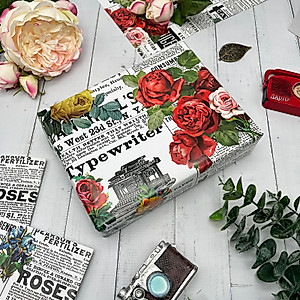 Dtiafu Vintage Newspaper Wrapping Paper Retro Floral Gift Wrap Paper - Rustic Wrapping Paper for Christmas Wedding Holiday - 20 x 28 Inch Per Sheet （6 Sheet）