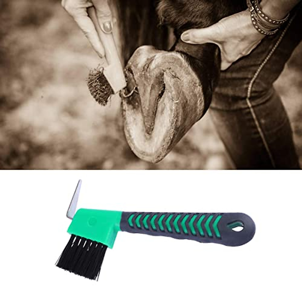 STOBOK 1Pc Horse Hoof Pick, Anti-Slip Deluxe Durable Ergonomically Practical Grip Hoof Pick with Brush Cleaning Tools for Horse Grooming Tools