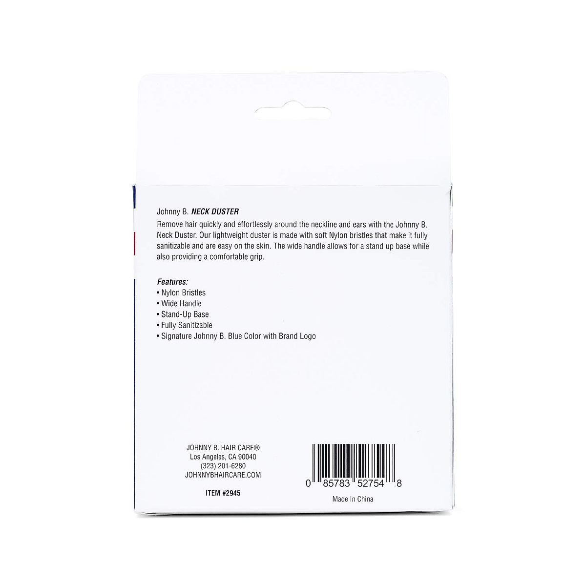 JOHNNY B. Professional Barber Neck Duster with Soft, Long Bristles, Blue