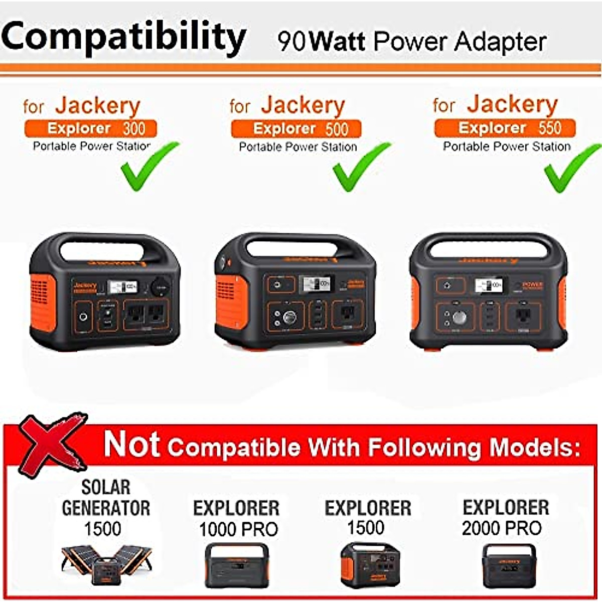 for Jackery 300/500/550 Charger,MJPOWER 24V 90W AC Adapter for Jackery Portable Power Station Explorer 300 500 550 E300 E500 E550 Solar Generator 293Wh 518Wh 550Wh Lithium Battery Power Supply Cord