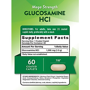 Nature's Truth Glucosamine HCI 1500mg | 60 Caplets | Mega Strength Supplement | Non-GMO & Gluten Free Supplement