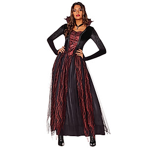 Spirit Halloween Adult Queen of the Underworld Costume - L | Queen of the Underworld Outfit | High Collared Lace Gown with Choker