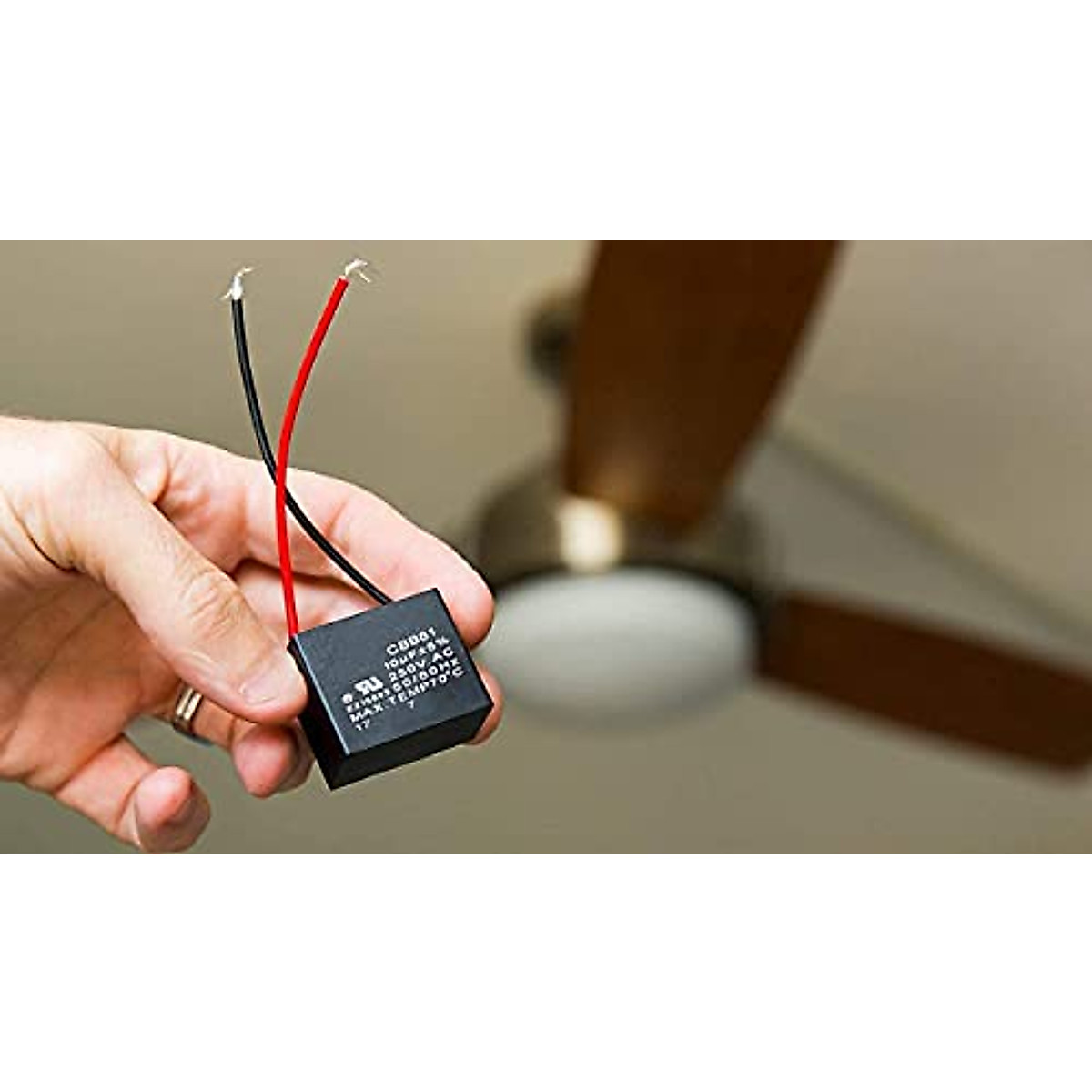 Wadoy CBB61 Fan Capacitor 2 Wire 10uf, 2 Pack Celiling Fan Capacitor 250V