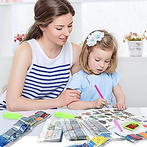 SHOWERRING 24 PCS 5D DIY Diamond Painting Stickers Kits for Kids,Cute Cartoon Princess and Animals Handmade Digital Paint Rhinestone Mosaic Sticker Making for Children Art Craft,Kids Gift