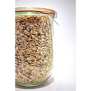 Weck Tulip Jars 1 Liter - Large Sour Dough Starter Jars with Wide Mouth - Suitable for Canning and Storage - 2 with Glass Lids