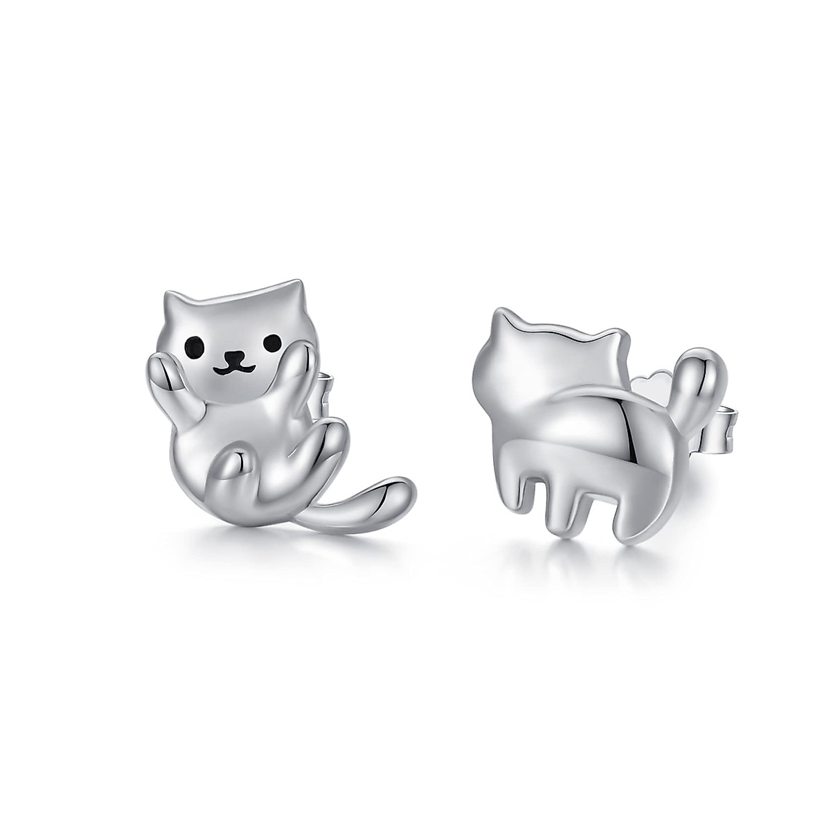JUSTKIDSTOY Cat Earrings S925 Sterling Silver Cute Animal Kitten Stud Earrings cat Jewelry Gifts for Women Girls Hypoallergenic Earrings for Sensitive Ears