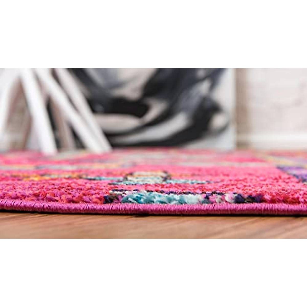 Unique Loom Sedona Collection Distressed, Southwestern, Over-Dyed, Tribal, Abstract Area Rug, 3 ft 3 in x 3 ft 3 in, Pink/Beige