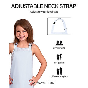 ONEOMI Kids Apron, Medium, 100% Cotton With An Adjustable Strap to fit All Ages, Ideal for Cooking, Baking, Painting, Decorating, Party, Chef, Art and Classroom Children Apron (1, White)