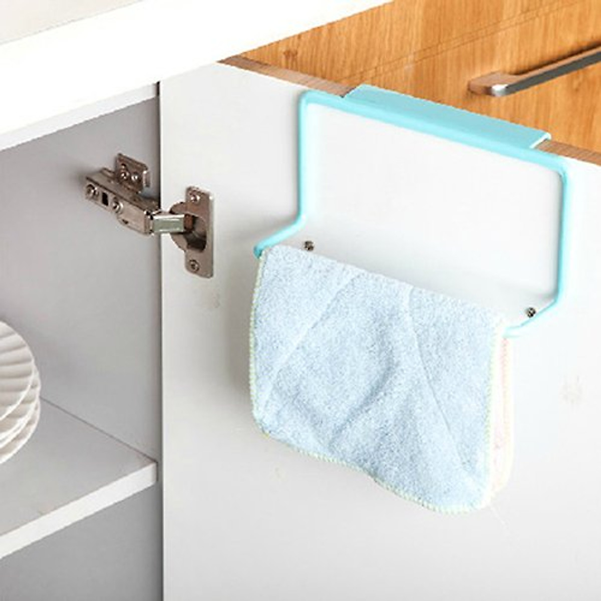 shlutesoy Over Door Tea Towel Rack Bar Hanging Holder Rail Organizer Bathroom Kitchen Hanger White