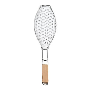 RvSky Garden Supplies Stainless Steel Fish Grill Basket Compact Easy to Store Grilling Basket with Handle for Outdoor