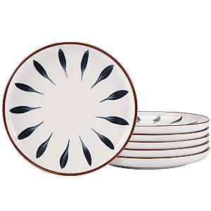 Aquiver 6'' Ceramic Dessert Plates - Color Painted Porcelain Appetizer Plates - Tea Party Small Serving Plates for Cake, Pie, Snacks, Ice Cream, Side Dish, Waffles - Set of 6 (Blue)