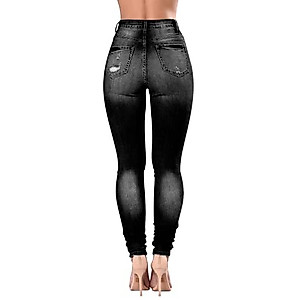Women's High Waisted Jeans for Women Distressed Stretch Jeans for Women Ripped Butt Lift Jeans Denim Pants Black, Size 16