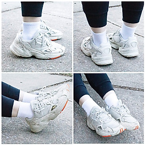 NevEND 6 Pairs Women's & Men's Mini Crew/Ankle Cotton Athletic Socks with Thick Cushioned M White