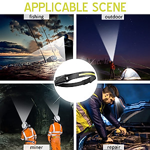 Ginlpd Headlamp Flashlight, (2-Pack) High Lumen Led Headlights Rechargeable COB 230°Wide Beam Waterproof Head Lamp with Motion Sensor Bright 5 Modes for Outdoor Running, Camping Hiking