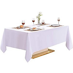 FURNLIK EVENTSDECO White Tablecloth Rectangle Table Cloth Polyester 60x84 Wrinkle Resistant, Stain Resistant Table Cloths for Banquet Vendor Wedding Buffet and Party