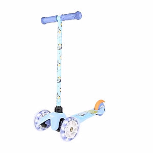 Bluey Self Balancing Kick Scooter with Light Up Wheels, Extra Wide Deck, 3 Wheel Platform, Foot Activated Brake, 75 lbs Limit, Kids & Toddlers Girls or Boys, for Ages 3 and Up