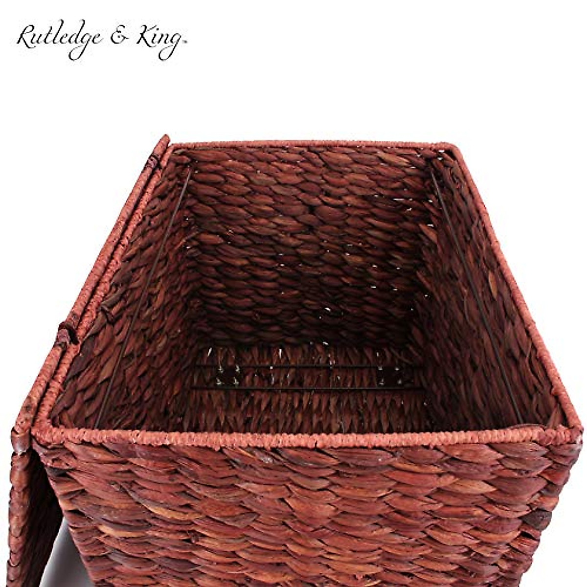 Seagrass Rolling File Cabinet - Home Filing Cabinet - Hanging File Organizer - Home and Office Wicker File Cabinet - Water Hyacinth Storage Basket for File Storage (Russet Brown)