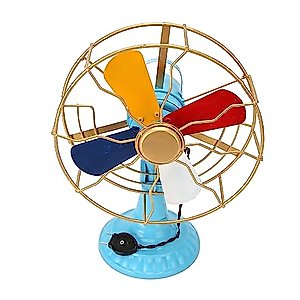 Hztyyier Table Fan Model Antique Metal Fan Ornament Decor Desktop Vintage Retro Style Metal Wide Base