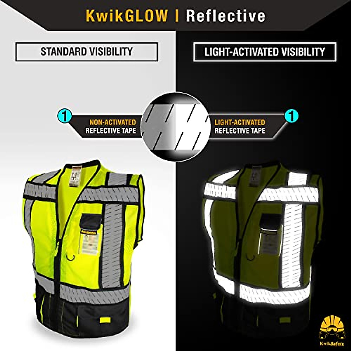 KwikSafety - Charlotte, NC - SPECIALIST Safety Vest [Multi-Use Pockets] Class 2 ANSI OSHA High Visibility Reflective Heavy Duty Solid Mesh HiVis Construction Surveyor Work Men/Black XL