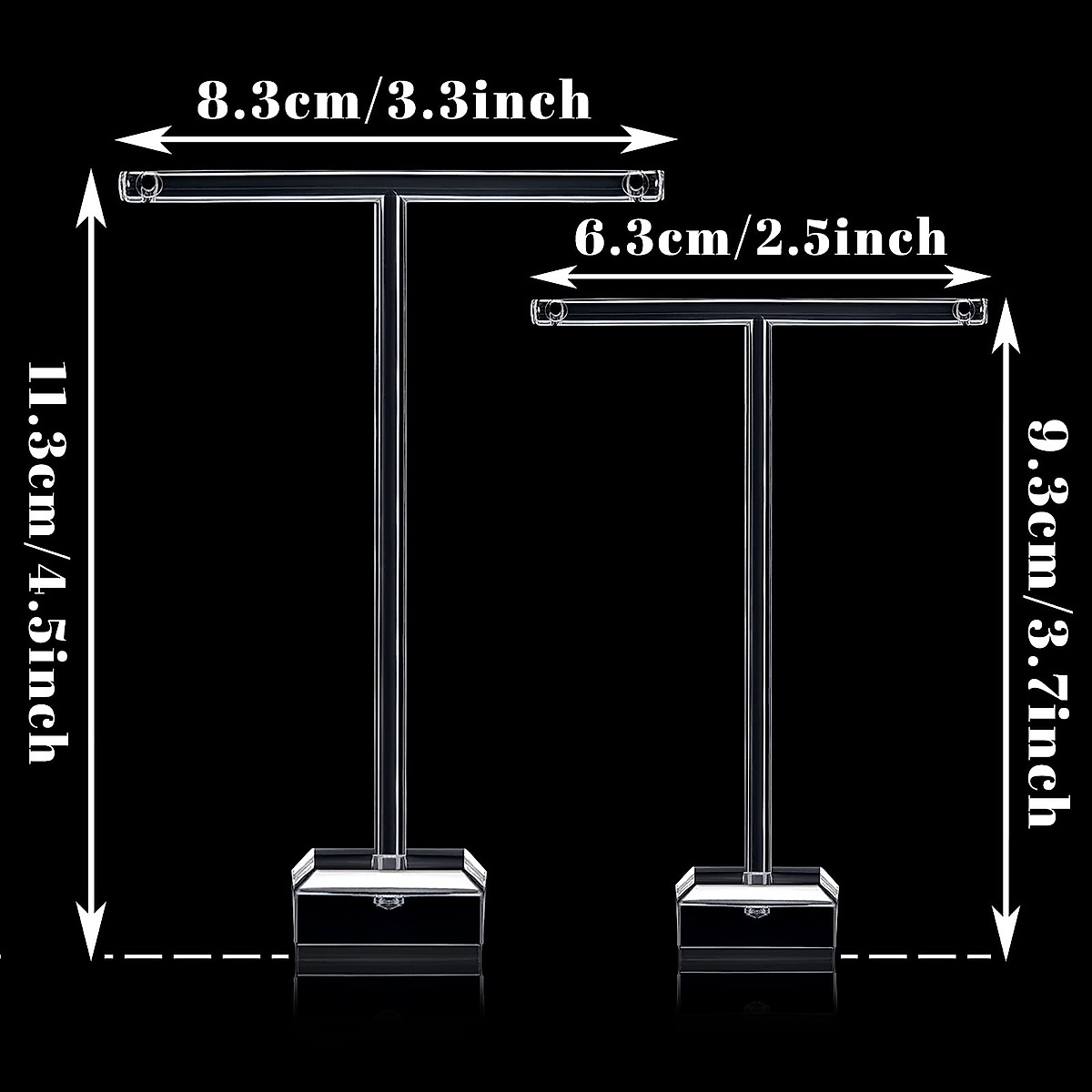 Acrylic Earrings Display Holder T-bar Earrings Stand Holder Tree Stand Countertop Hanging Jewelry Organizer for Necklaces Bracelet(Clear,6 Pieces)