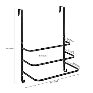 Over The Door Towel Rack Bathroom Towel Rack Holder with 2 Hooks Over The Door Hooks Organizer Hanger for Bathroom, Living Room, Bedroom Decor, Bathroom Accessories, Black
