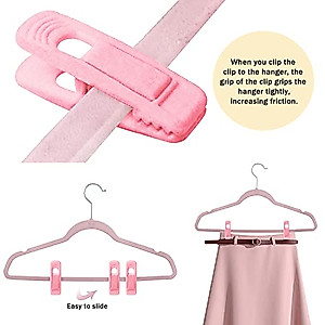 LHMTQVK 20 PCS Velvet Hangers Clips Clothes Pins Clips Strong Velvet Clips Fit Clips for Velvet Hangers Perfect for Thin Velvet Hangers (Pink)