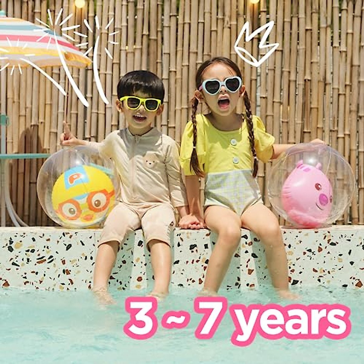 ARAKHAN Winnie Connie 16 Inch Clear Inflatable Beach Ball for Kids - Loopy Cartoon Character Pororo Style - Beachball for Swimming Pool Party Favors and Children Toy for Water Play