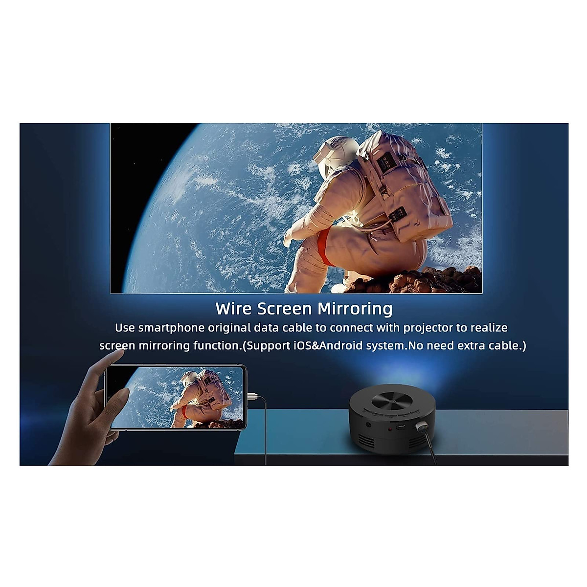 TOPOB Ultra-Small Portable Projector, can be Connected to External Earphone Audio Micro Mini Mobile Phone Projector YT200