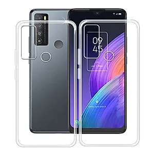 HGJTF Phone Case for TCL 30 XL (6.82"), 2 Pcs Shockproof Soft Silicone Bumper Shell, [Ultra-Thin ] [Anti-Yellowing] Clear Back Cover for TCL 30 XL - Clear + Clear