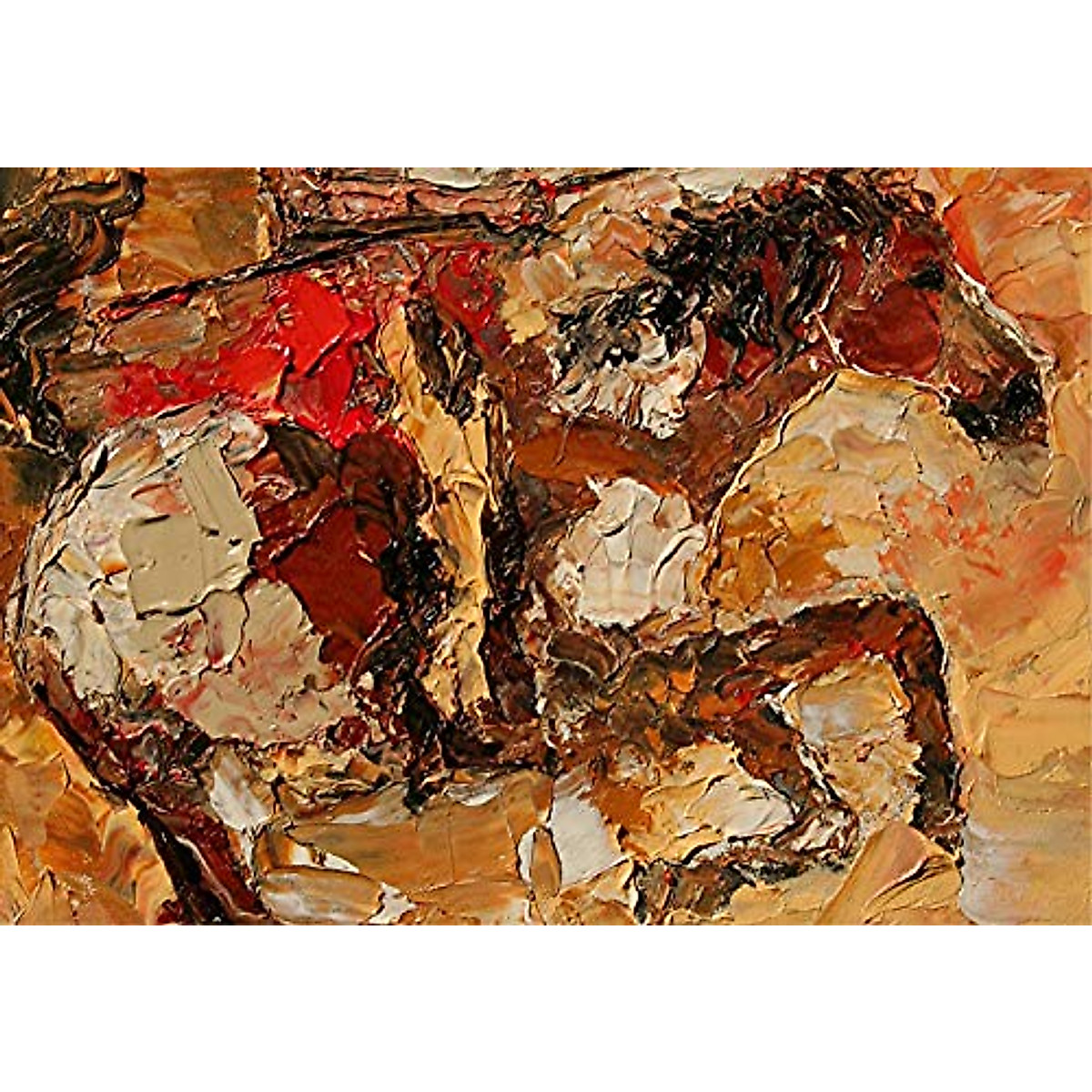 (SOLD) Chasing Buffalo - Equine horse painting by internationally renown painter Andre Dluhos