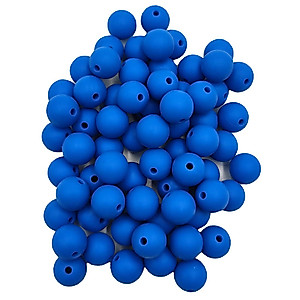 50pcs Deep Sky Blue Color Silicone Round Beads Sensory 15mm Silicone Pearl Bead Bulk Mom Necklace DIY Jewelry Making Decoration