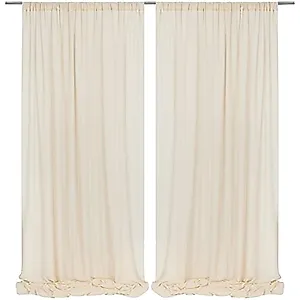 WENMER Champagne Chiffon Wedding Backdrop Curtain 60 x 120In Wedding Backdrop Arch Drapes Chiffon Background Curtains for Photography Home Wedding Stage Reception Decoration Party, 2 Panels