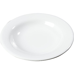 Carlisle FoodService Products Sierrus Reusable Plastic Pasta Bowl Salad Bowl with Wide Rim for Restaurants and Home, Melamine, 11 Ounces, White, (Pack of 24)