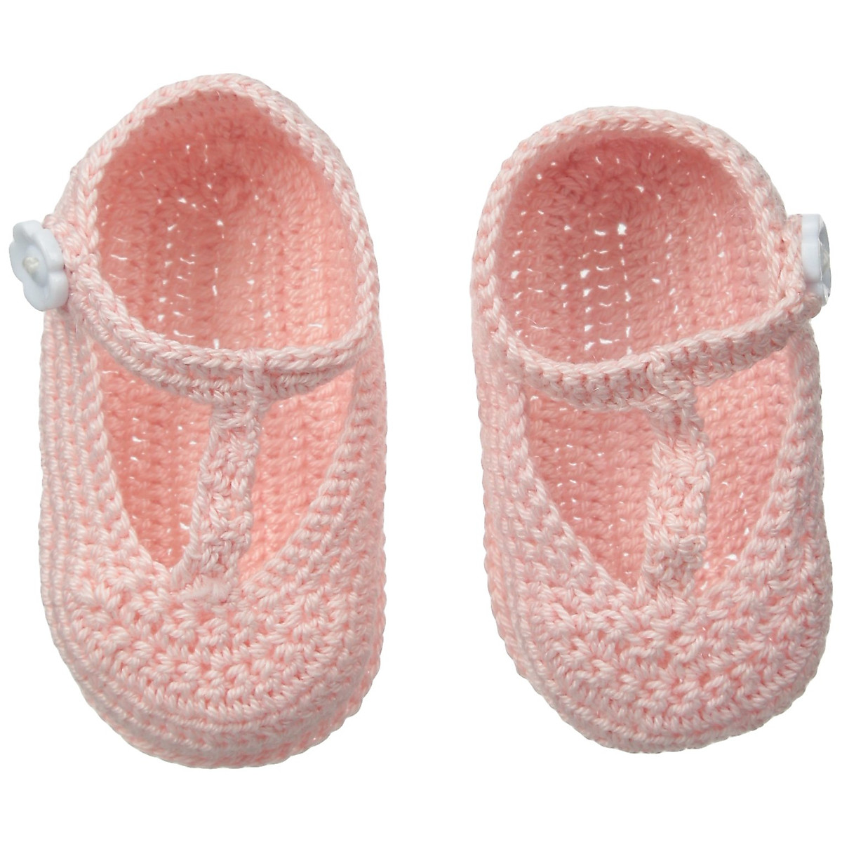Jefferies Socks Baby-Girls Newborn T-Strap Mary Jane Crochet Bootie, Light Pink, Newborn