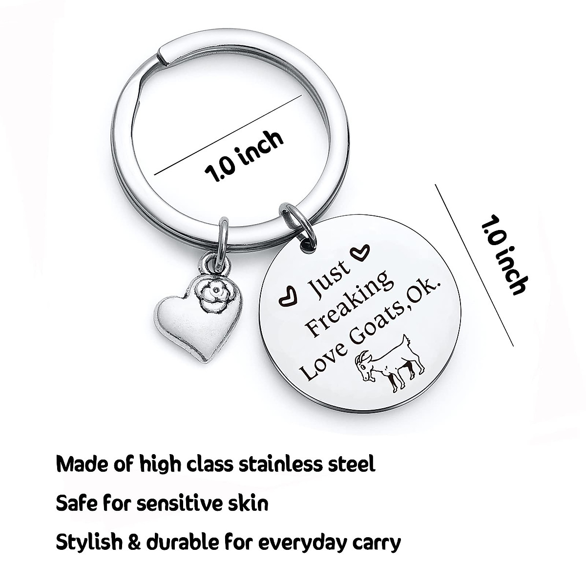 NOTHERS RSZOTW Goat Gift Goat Owner Gift Crazy Goat Lady Jewelry Goats Lover Keychain Goat Farmer Keychain Crazy Goat Lady Keychain Goat Owner Keychain Goat Keychain (Goats Lover Keyring)