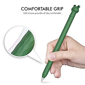 AhaStyle Case for Apple Pencil 1st Gen, Cute Cartoon Soft Silicone Sleeve Cover Accessories Compatible with Apple Pencil 1st Generation(Green Frog)