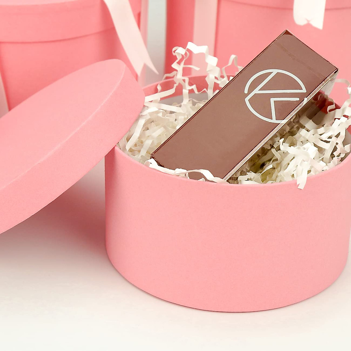 Bengnkes Round Gift Box Black Gift Boxes with Lids for Presents 4 Packs Luxury Nesting Gift Boxes Small with 17ft Ribbon for Bridesmaid Valentines Mother's day Graduation