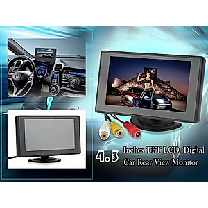 BW 4.3 Inch TFT LCD Screen Adjustable Car Monitor for Vehicle Backup Cameras Security CCTV Camera and Car DVR