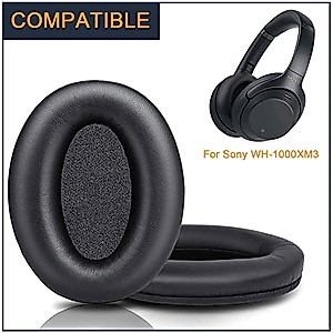 Earpads for Sony WH-1000XM3, A Pair of Replacement Ear Cushion Pads with Protein Leather and Memory Foam for Sony WH 1000XM3 Noise canceling Stereo Headset, Black