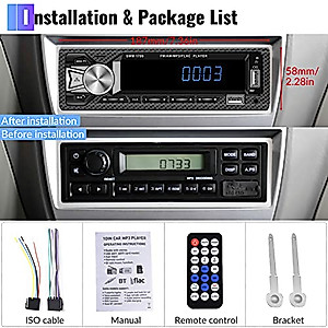 Single Din Car Stereo Receiver Support Bluetooth Hands Free Calling & Music Streaming with LCD Screen AM/FM Radio Receiver TF/AUX/USB Playback & Charging Remote Assist Control MP3 Player Head Unit
