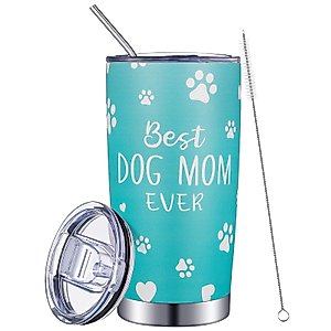 Zubebe Dog Lovers Gifts for Women Dog Skinny Tumbler with Lid and Straw Coffee Tumbler for Women 20oz Coffee Mug for Birthday Mother's Day Christmas Travel Gifts